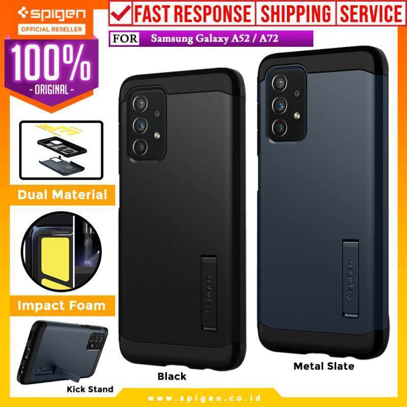 Jual Case Samsung Galaxy A52 / A72 Spigen Tough Armor Stand Casing - Metal Slate A52 di Seller ...