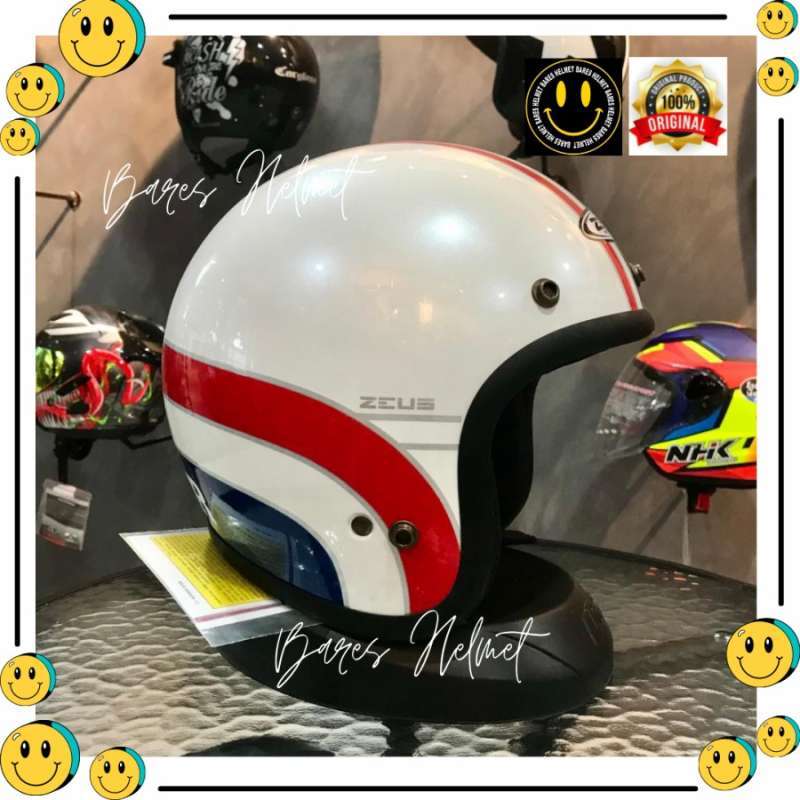 Jual ZEUS 385 RETRO WHITE RED BLUE Zeus Retro - L di Seller BARES - Kab ...