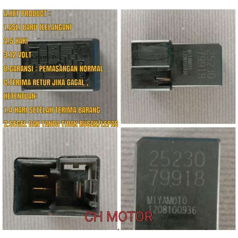 Jual Miyamoto 25230-79918 Relay Nissan Hitam 12 Volt 5 Kaki [OB] di ...