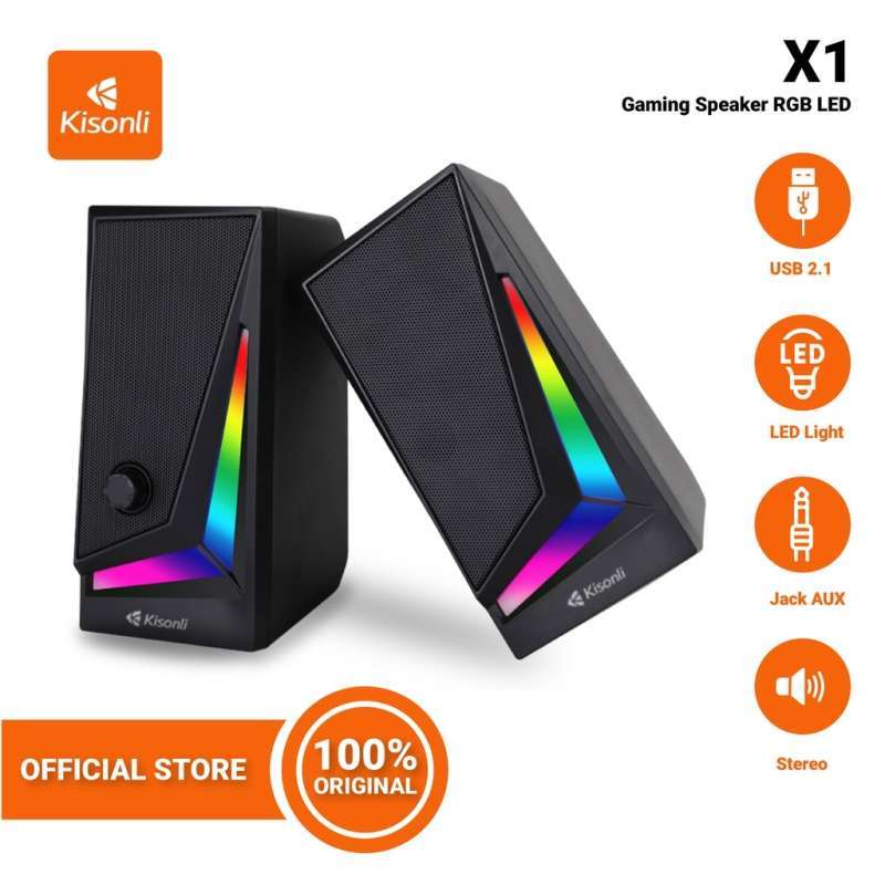 Jual KISONLI Gaming Speaker Komputer/Laptop X1 LED RGB Light And Strong ...