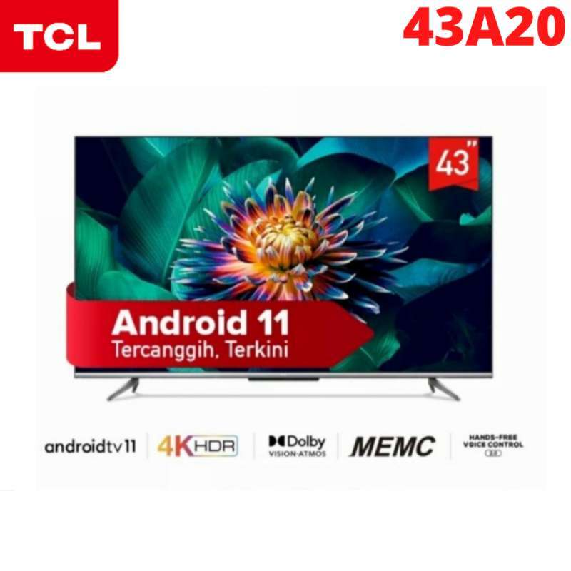 Promo Led Tv 43 Inch Smart Android 11 4k Uhd Tcl 43a20 Hdmi Hdr Wifi ...