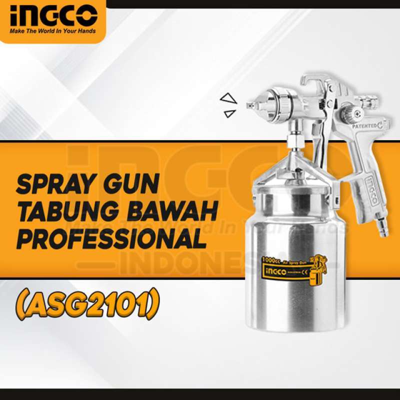 Jual SPRAY GUN SEMPROTAN ANGIN CAT HVLP TABUNG BAWAH 1000cc INGCO ...