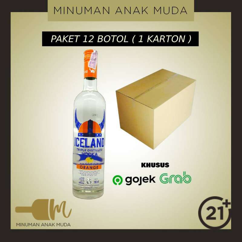 Jual Iceland Vodka Orange 700ml 1 Karton ( Gojek / Grab ) di Seller ...