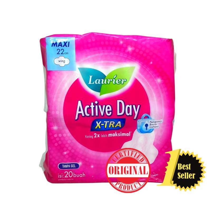 Jual LAURIER SUPER MAXI WING isi 20 / Pembalut Laurier Active Day X-tra ...
