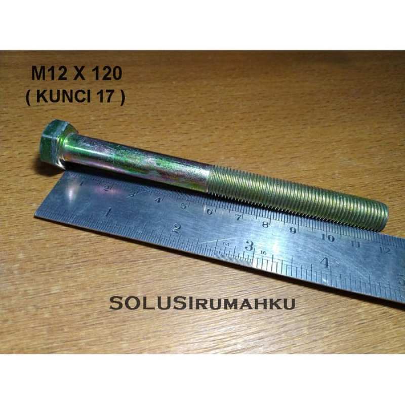 Jual Dijual BAUT MUR KUNING M12 12X120 BAUD lubang 12 mm X pjg 12 cm ...
