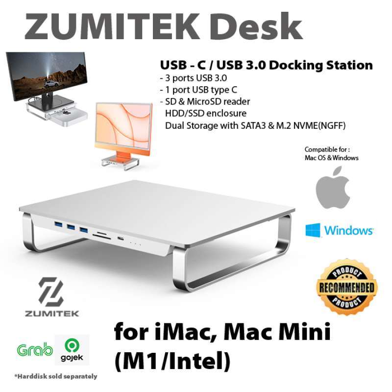Jual ZUMITEK DESK - USB C Docking Desk with Dual HDD/SSD enclosures ...