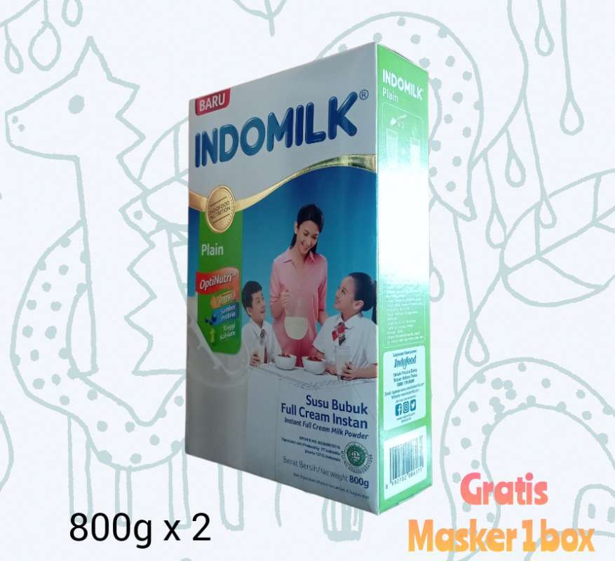 Jual Indomilk full cream instant 800g x 2 Gratis masker 1 box di Seller Raihan cake - Bekasi ...