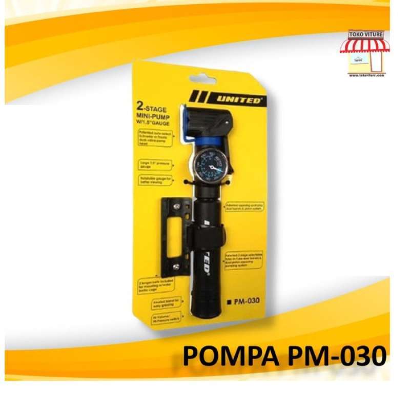 Jual UNITED POMPA MINI TANGAN SEPEDA DENGAN METERAN HAND PUMP PM-030 ...