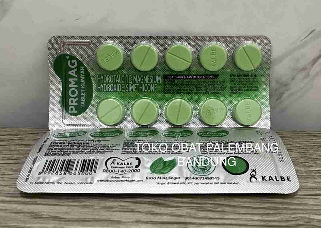 Jual PROMAG 10 TABLET KUNYAH OBAT SAKIT MAAG DAN KEMBUNG PROMAG TABLET ...
