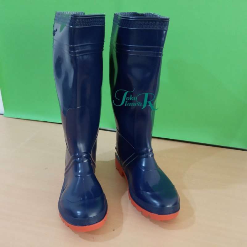 Jual Sepatu Boots Proyek Safety Pria Wanita Model Tinggi Karet Biru ...