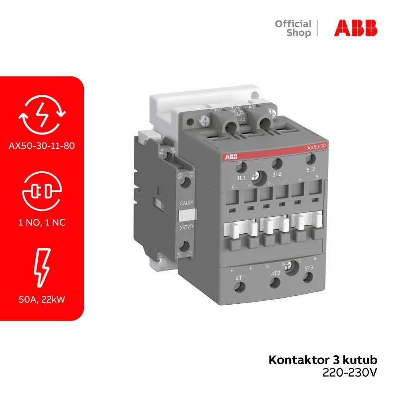 Jual ABB CONTACTOR KONTAKTOR 50Amp AX50-30-11 AC220-240V ...