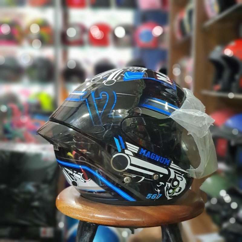 Jual Helm Mvstar Windtail Magnum + Free Spoiler - L Biru di Seller ...