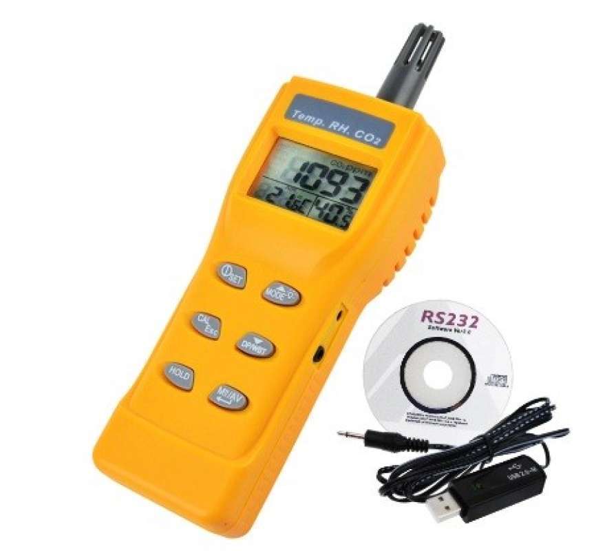 Jual CO2, RH & Temp Real-Time Monitor Kit Set w/PC Software Recording ...