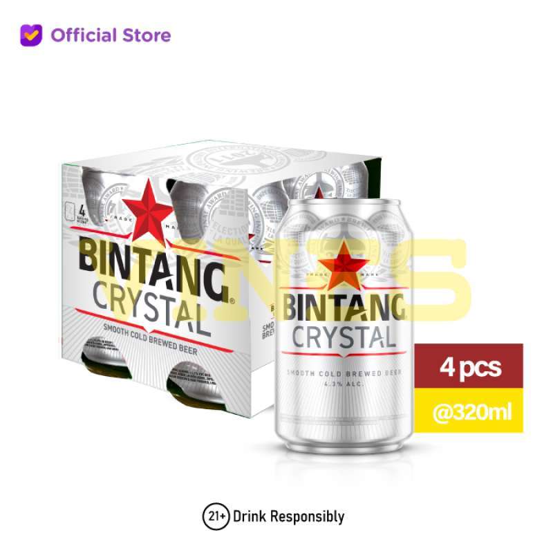 Promo Bintang Crystal Can 320mL x 4 pcs Diskon 6% di Seller VINES ...
