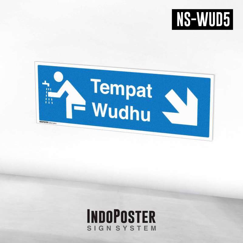 Jual Stiker Sign Tanda Tempat Wudhu Arah Kanan Bawah Ukuran S 30 x 10 ...
