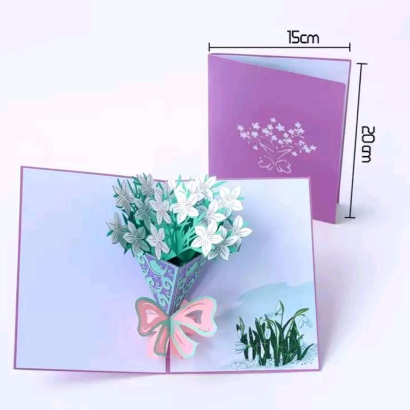 Jual kartu pop up kartu 3d kartu ucapan buket bunga hadiah unik WARNA ...