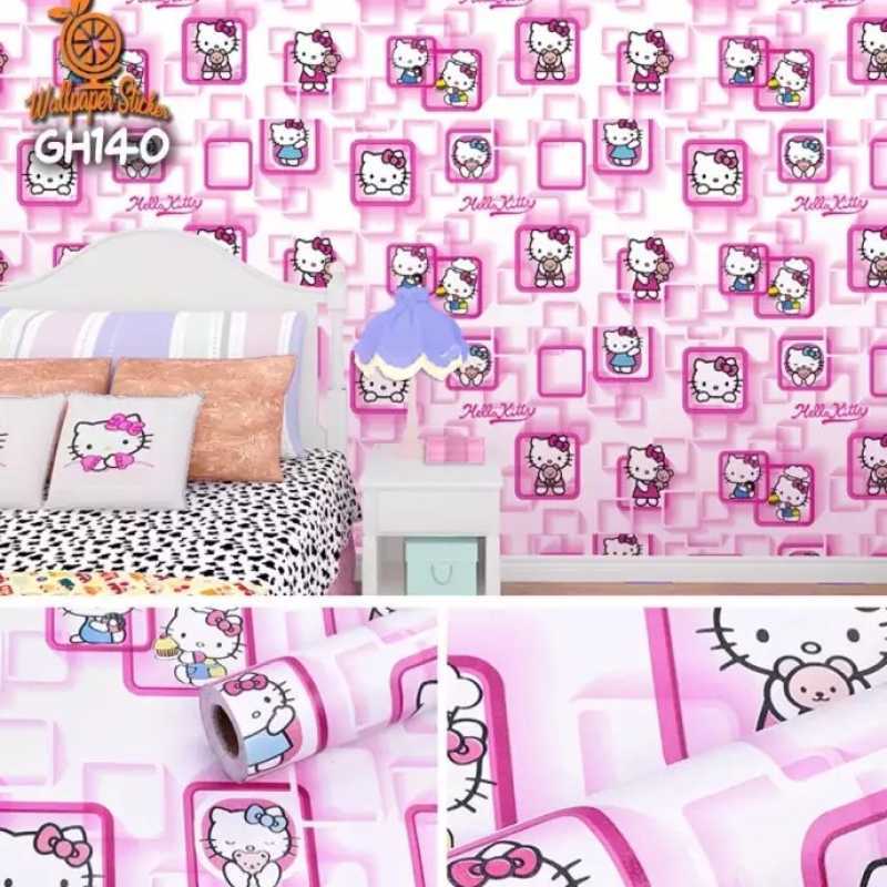 747 Wallpaper Dinding Kamar Hello Kitty Pink Myweb