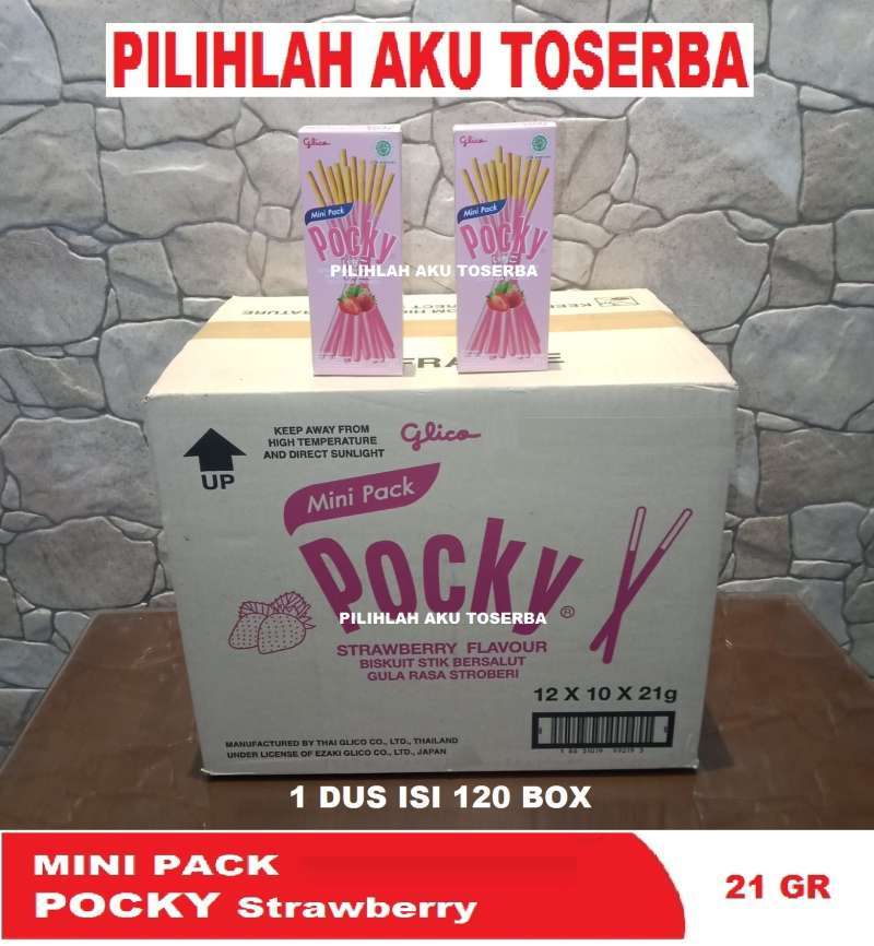 Promo Glico Pocky Mini Pack Strawberry / Stroberi - ( Harga 1 Dus Isi ...