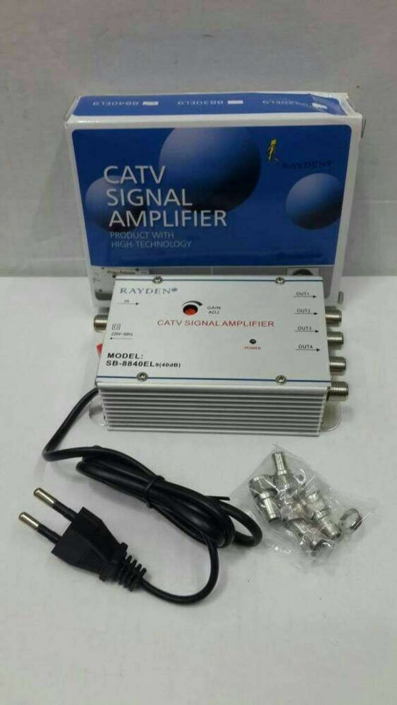 Jual BEST PROMO signal amplifier 4 way, penguat sinyal TV 40 dbi rayden ...