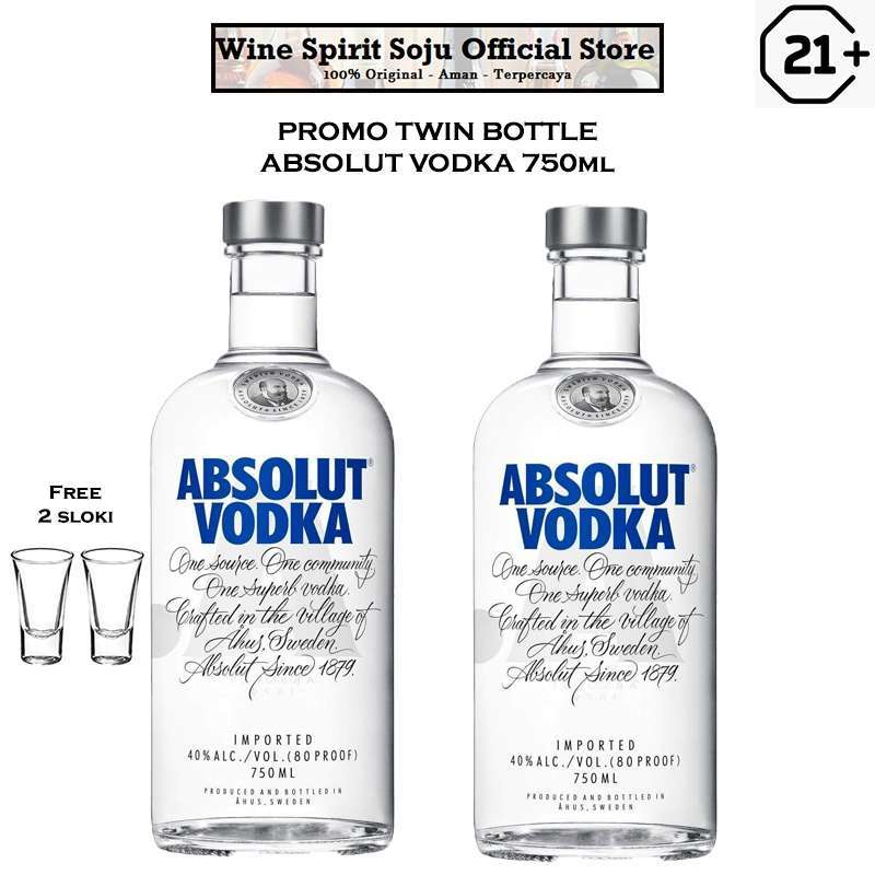 Promo Promo 2 Bottle Absolut Vodka 750ml Diskon 20% di Seller Wine ...