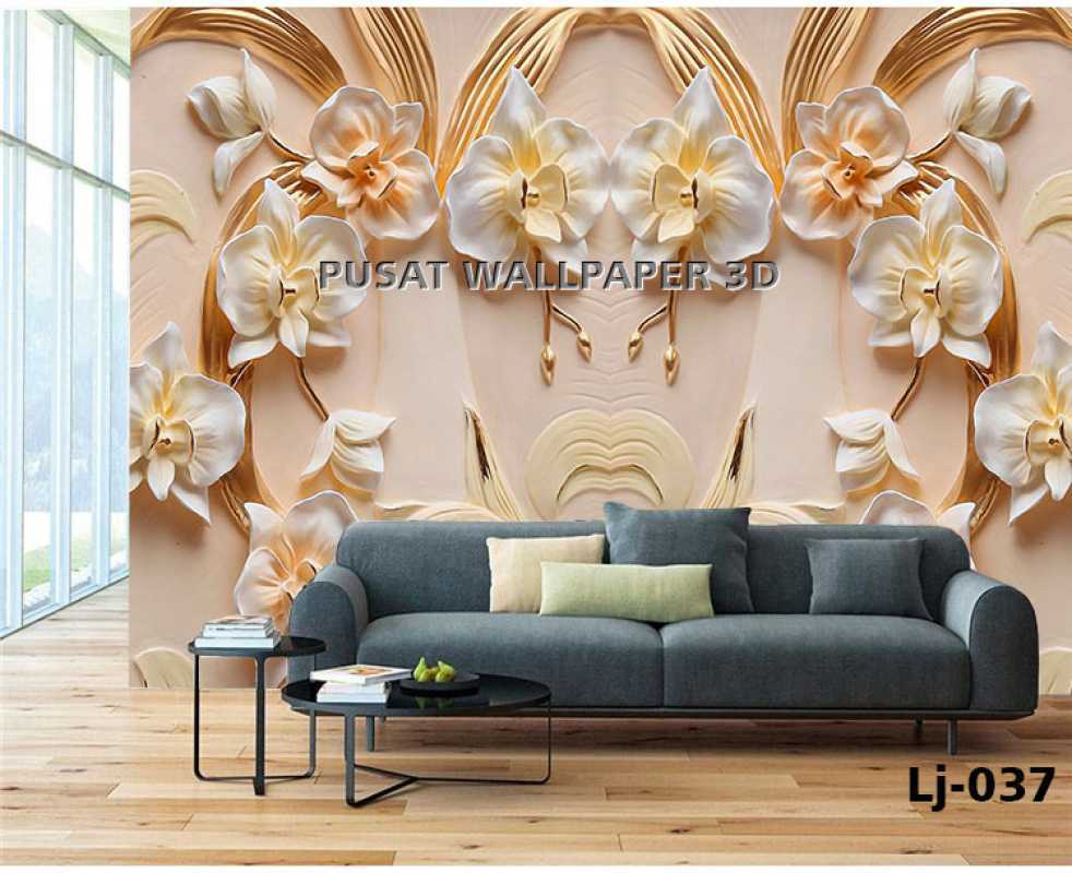 Promo wallpaper 3D motif bunga 3D wall mural, wallpaper bunga mutiara ...