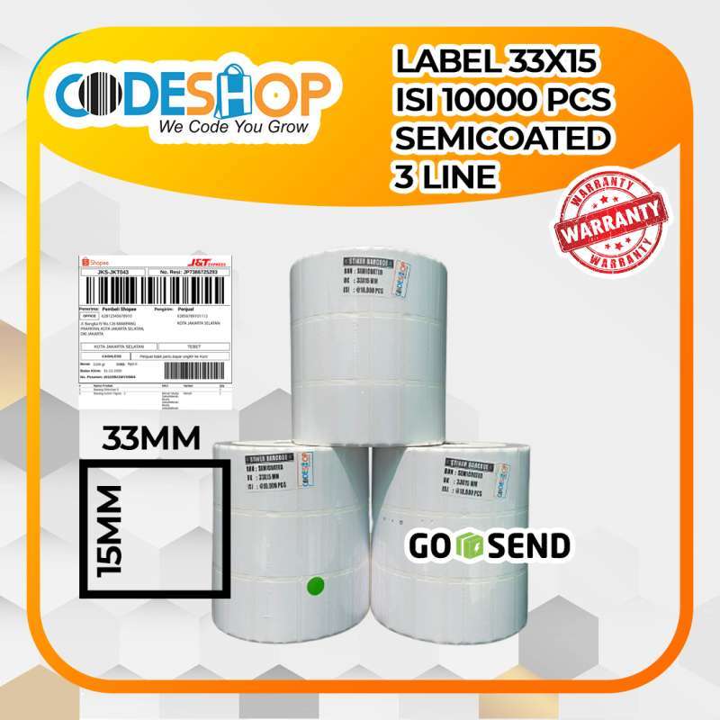 Jual Stiker Label Barcode 33 X 15 33x15 -3 Line Semicoated Di Seller ...