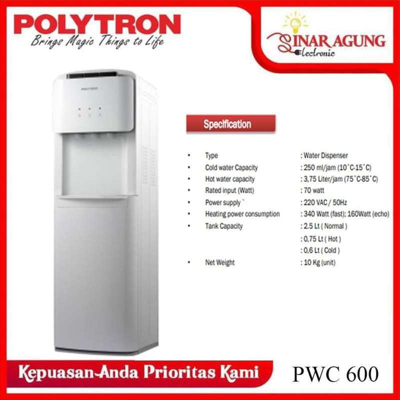 Jual Polytron Dispenser Galon Bawah Pwc 600 / Pwc600 100% Ori Di Seller ...