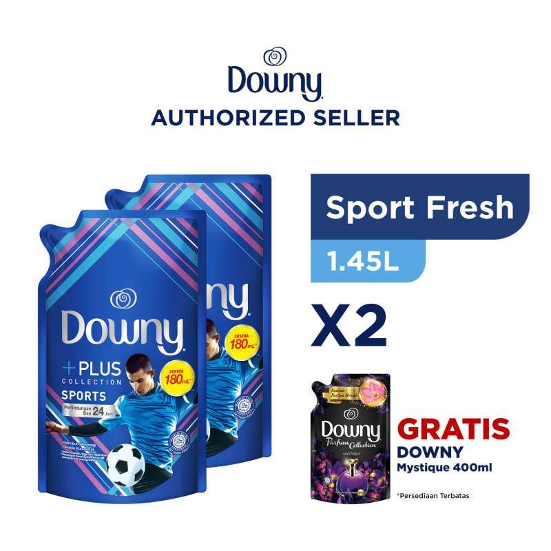 Jual Downy Sports Fresh Pewangi dan Pelembut Pakaian Konsentrat [1450 mL/2 pcs/Kemasan Refill ...