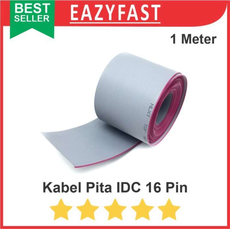 Jual Kabel Pita IDC 16p 16 P Pin Jalur Helai Flat Ribbon Cable Strip ...