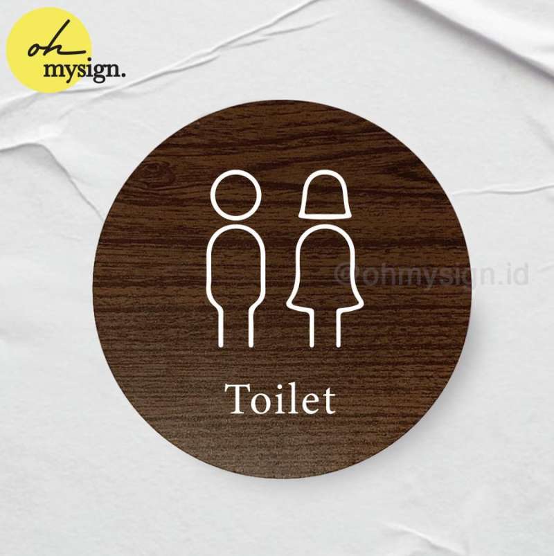 Jual Toilet WC Restroom Sign Board Kayu Bulat Print Signage Label Nama ...