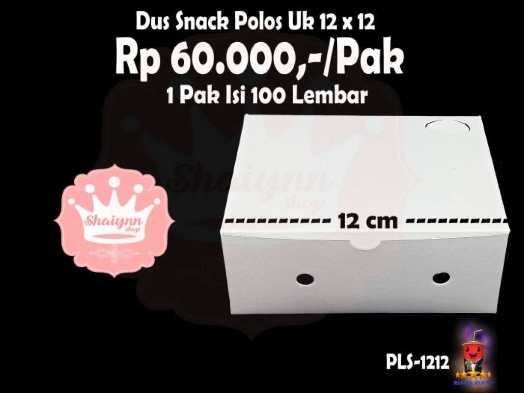 Promo RECOMMEND DUS SNACK/DUS KUE UKURAN 12 X 12 PUTIH POLOS 100 LBR ...