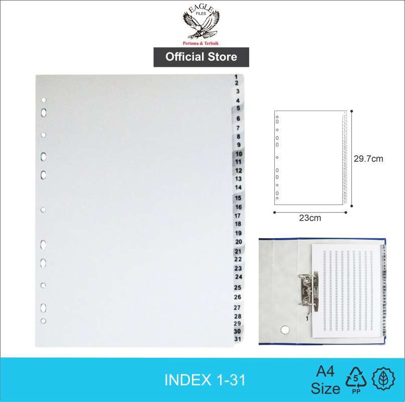 Jual EAGLE Pembatas Binder A4 1-31 TABS / Odner Divider Index / File ...