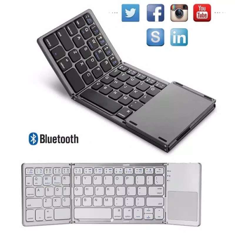 Jual RECOMMEND Keyboard Lipat Wireless Bluetooth dengan Touchpad Lipat ...