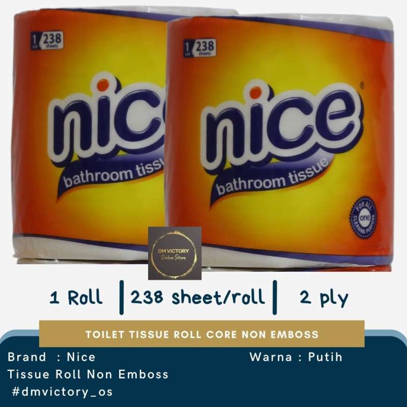 Jual Tissue Gulung/Nice Toilet Tissue Roll Core Non Emboss 1 Roll/238 ...