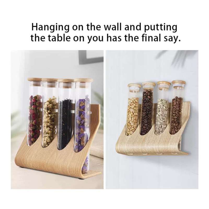 Promo 4in1 Tempat Biji Kopi / Teh - Coffee Bean Bambu Tube Rak Stand ...