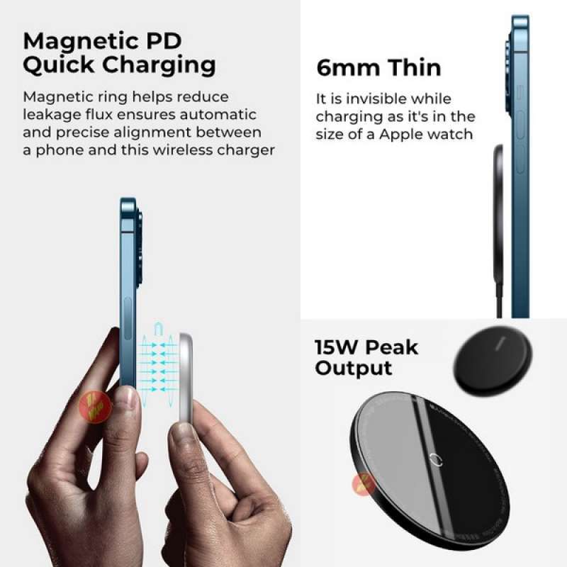 Jual Baseus Magnetic Wireless Simple Mini Charger 15W Magsafe Type C ...