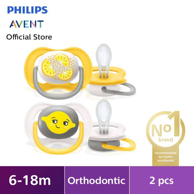 Promo Philips Avent Soother Ultra Air 6-18M Orange&Lemon SCF080/18 ...