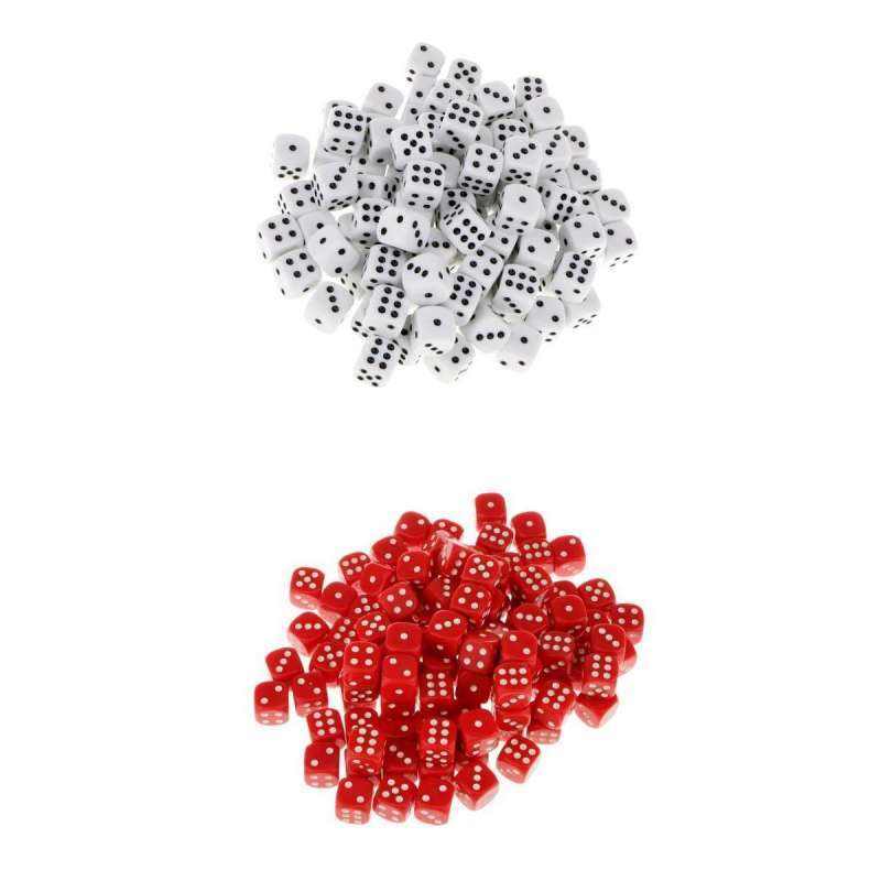 Jual 16mm 200pc Acrylic 6 Sided Spot Dice D6 for D&D TRPG Role Playing ...