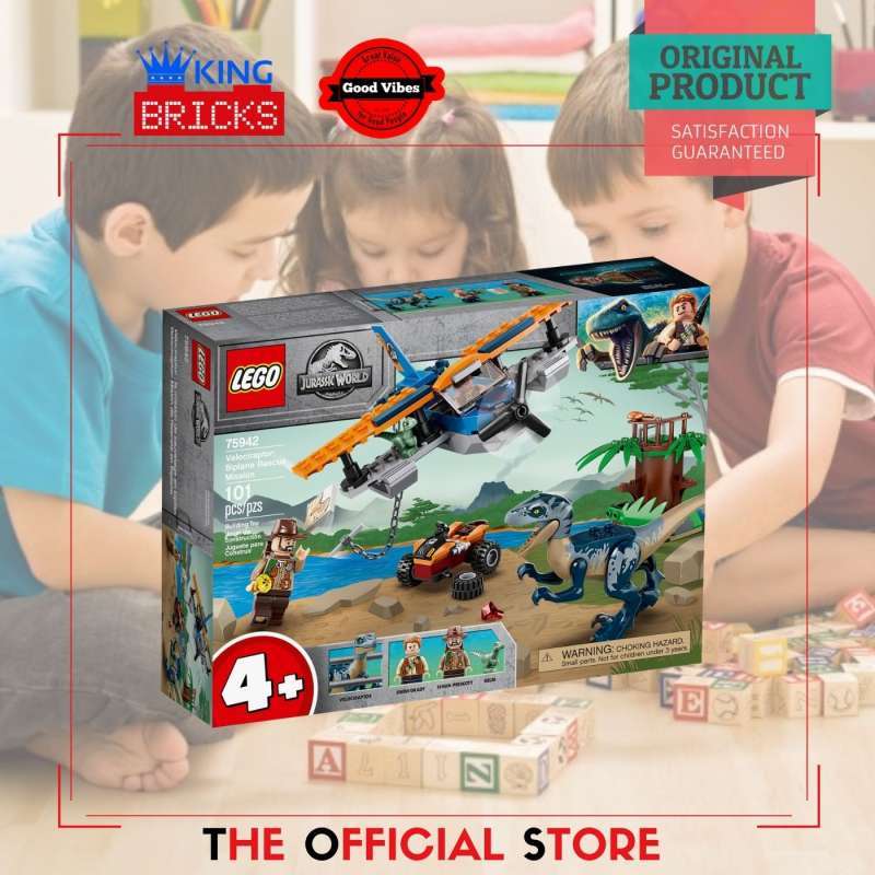 Jual LEGO Original JURASSIC WORLD 75942 Velociraptor Biplane Rescue ...
