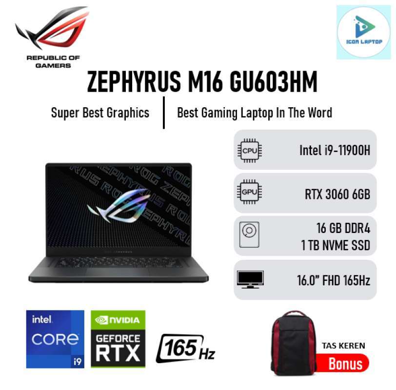 Jual Asus ROG Zephyrus M16 GU603HM Laptop Gaming [Core i9-11900H/16GB ...