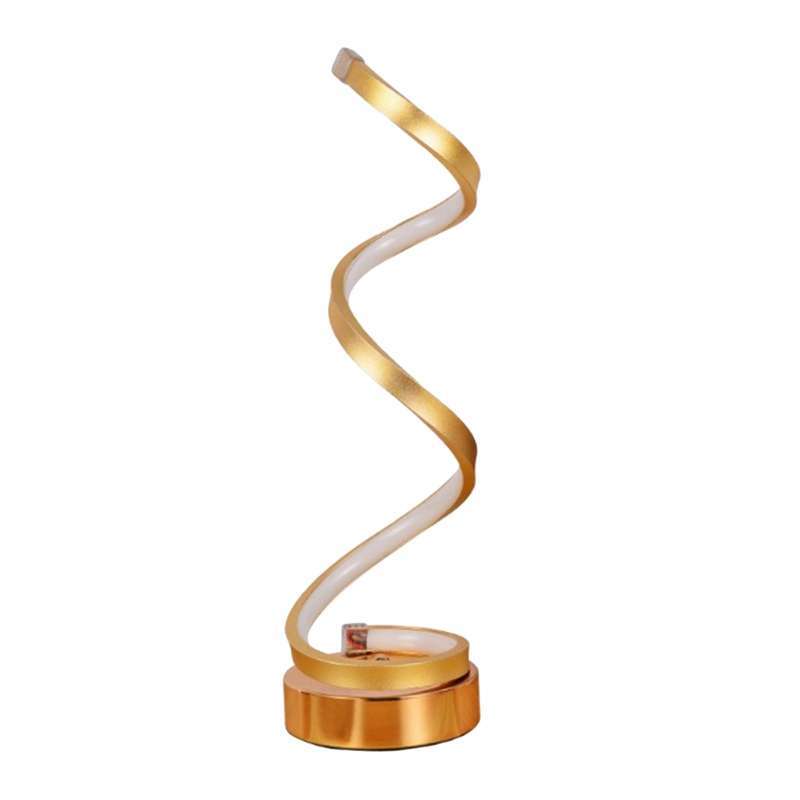 Jual Modern Spiral LED Table Lamp Curved Desk Lamp for Bedroom Gold ...
