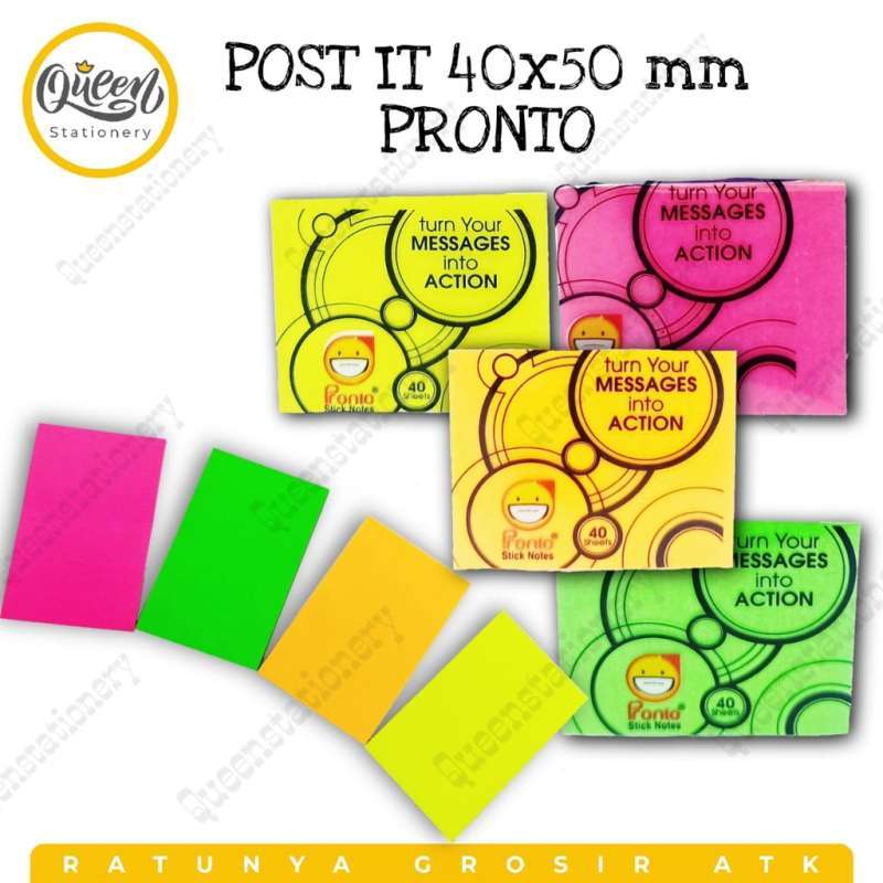 Jual Pembatas Buku 40x50 Mm Pronto/sticky Notes/stickynote/memo/memopad ...