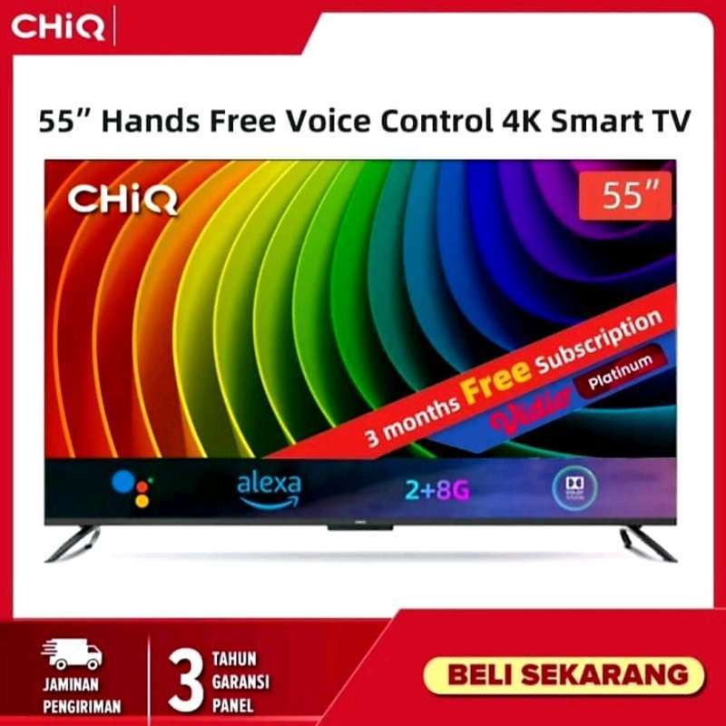 Jual CHANGHONG CHIQ U55G7PF Frameless Led Tv 55 inch Digital Smart Android Hands Free Voice ...