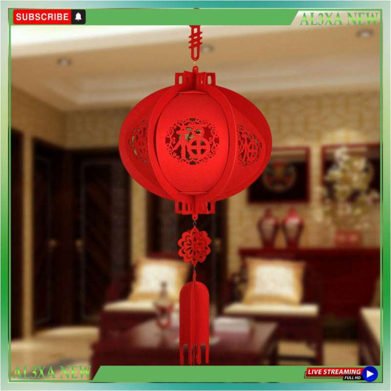 Promo Ornamen Lentera Kertas Model Gantung Warna Merah Gaya China Deko ...