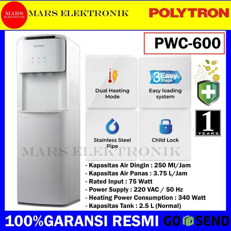 Jual DISPENSER POLYTRON GALON BAWAH PWC 600 / ORIGINAL GARANSI RESMI ...