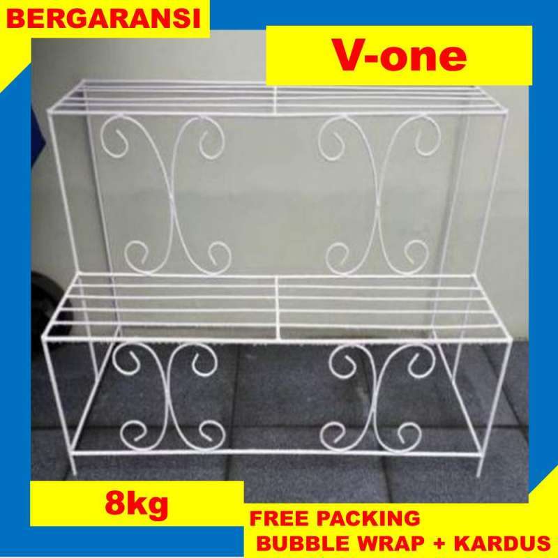 Jual Rak Bunga Besi Minimalis Susun 2 Standing Pot Panjang 100 Cm Model ...