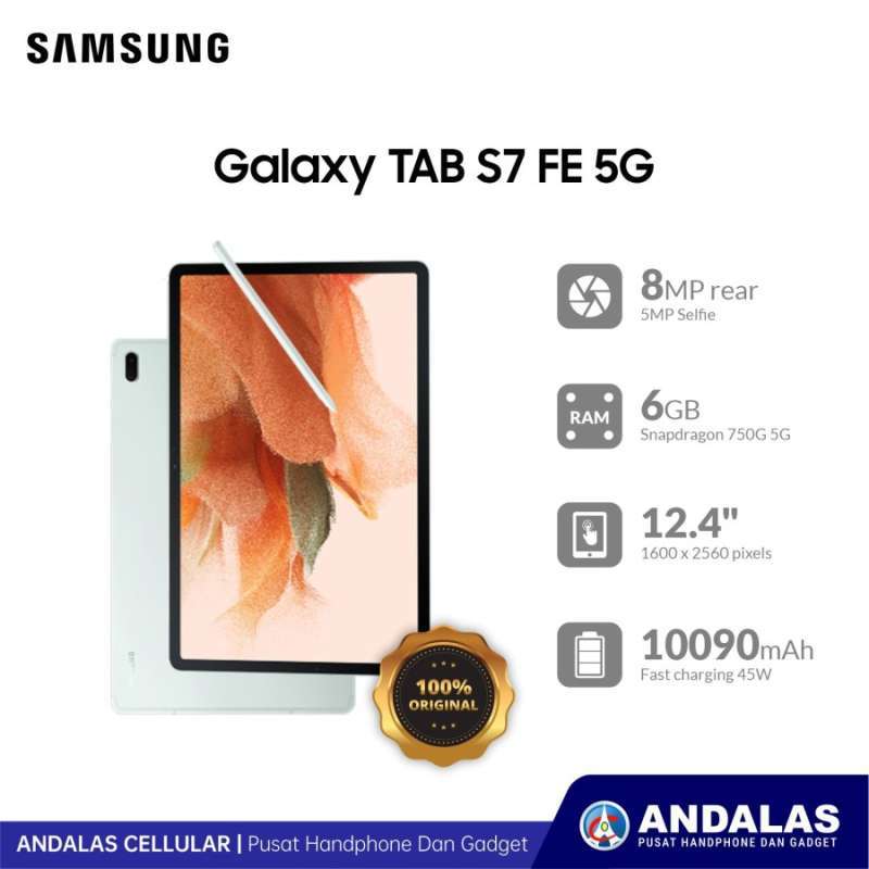Jual Samsung Galaxy Tab S7 Fe 5g Sm-t736b 6/128gb 12.4 Inch Garansi ...