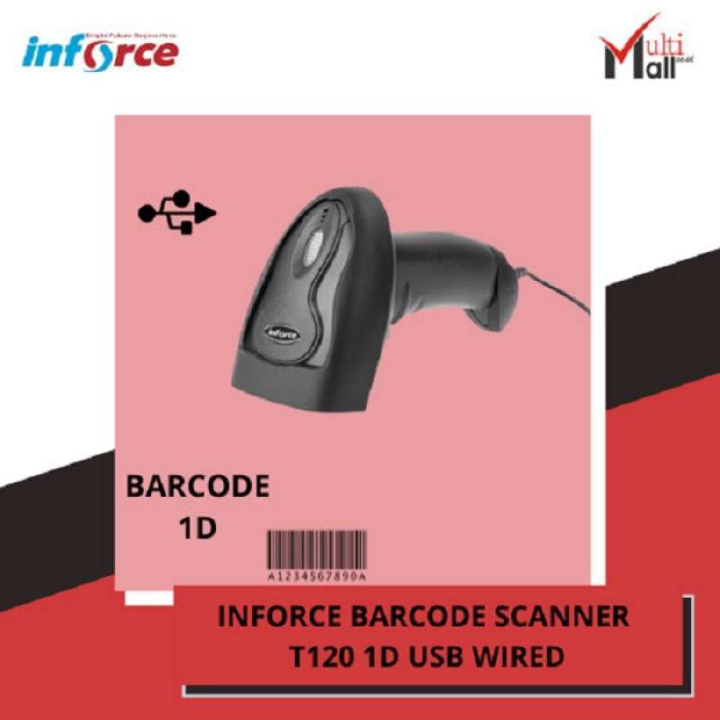 Promo Inforce Barcode Scanner T120 1d Usb Wired Kabel With Cable ...