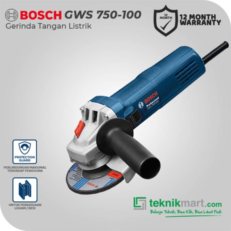 Jual Bosch GWS 750-100 100mm Angle Grinder / Gerinda Tangan Listrik ...