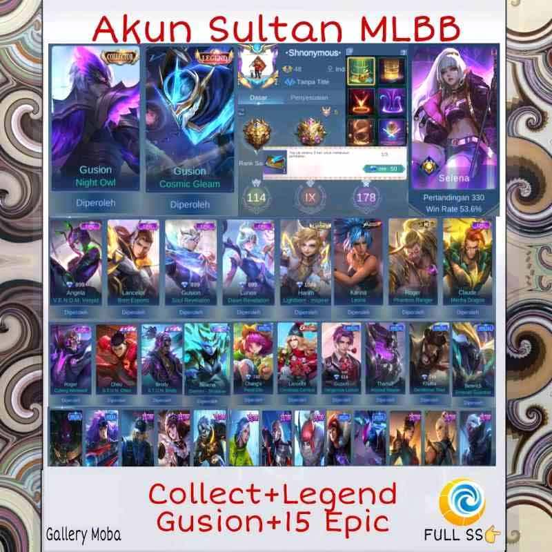 Jual Akun Mobile Legend Sultan Collector Gusion dan Legend di Seller ...